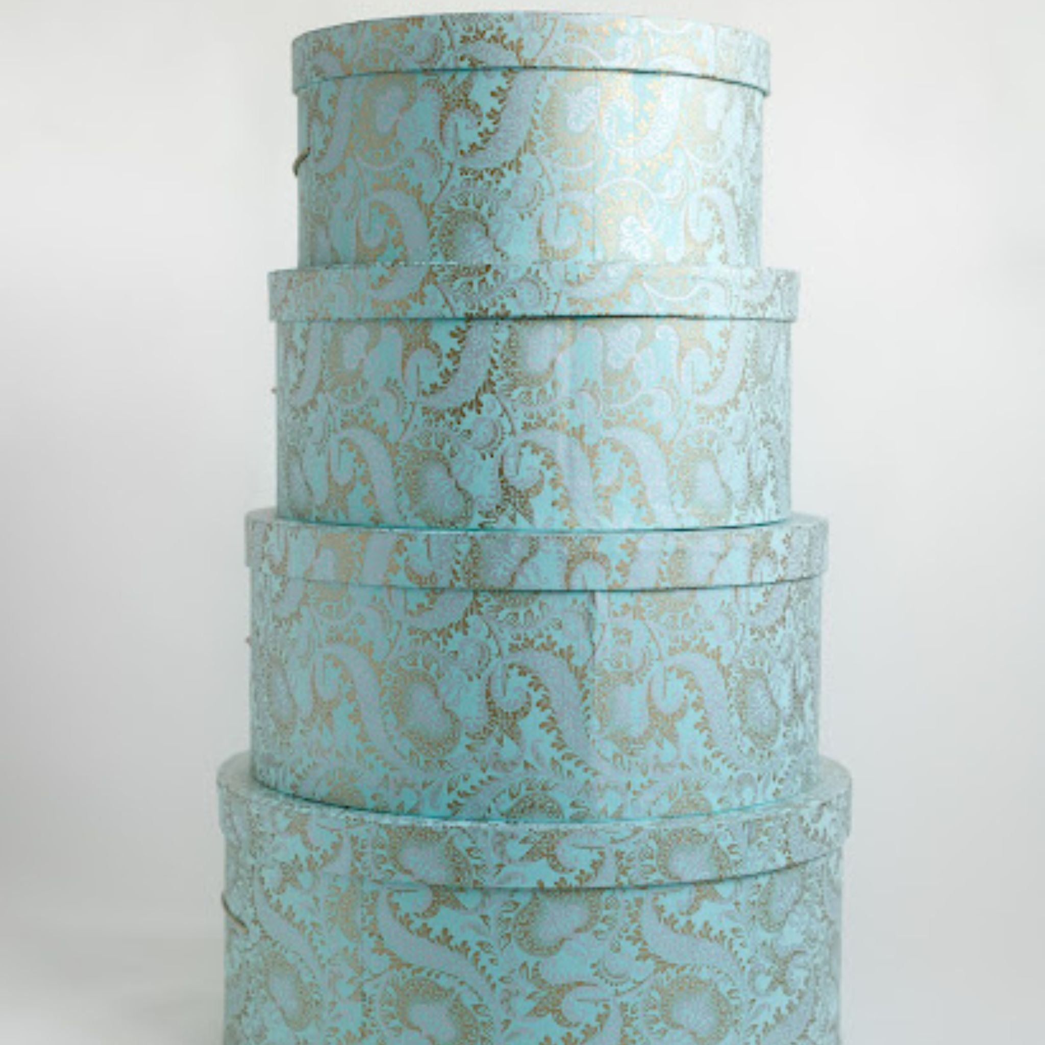 Opulent Round Teal Hat Gift Box – Decorasian